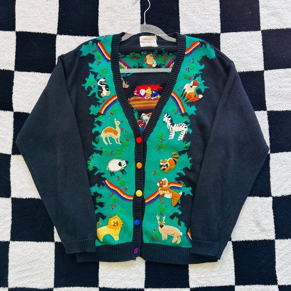 Sweaters | Vintage Rainbow Animal Cardigan Sweater | Poshmark